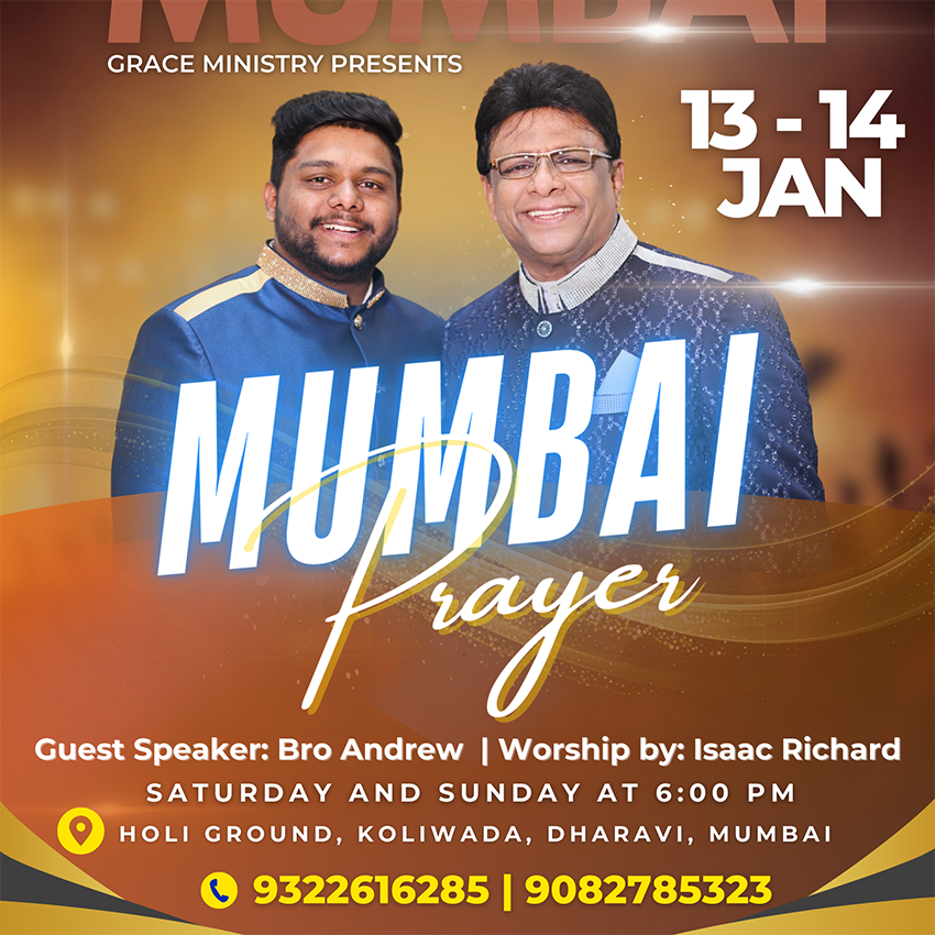 Two-day mega prayer meeting in Mumbai by Grace Ministry Bro Andrew ...